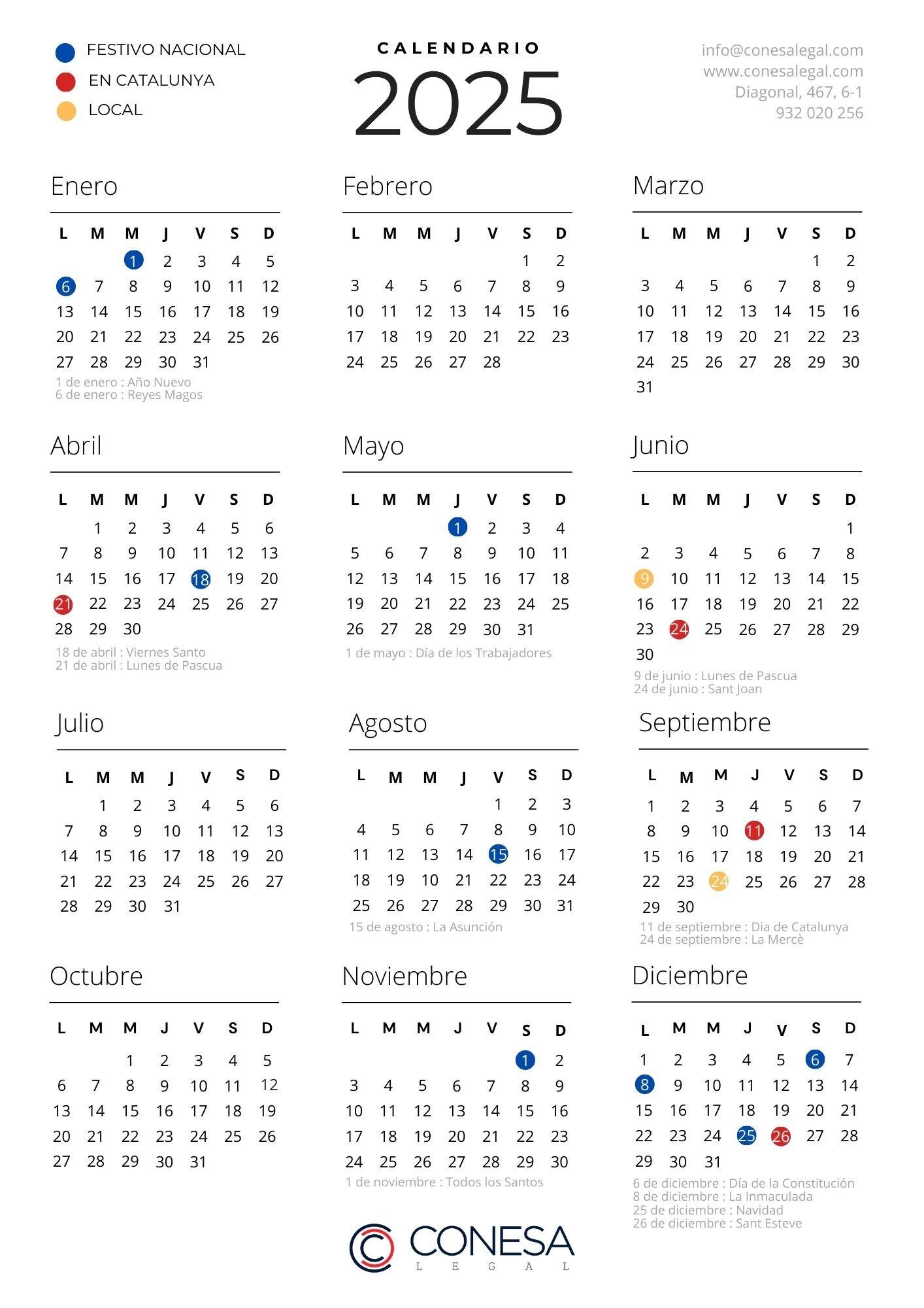 Barcelona 2025 Public Holiday Calendar